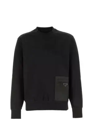 Prada Triangle Logo Pocket Sweatshirt - Black