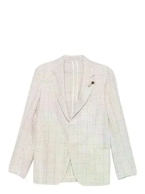 LARDINI Single-breasted Checked Blazer - Neutrals