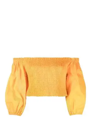 Patrizia Pepe Off-shoulder Smocked Top - Orange