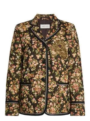 Dries Van Noten Brea Embroidered Cotton-blend Blazer - Brown