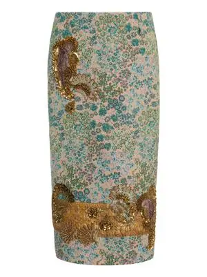 Dries Van Noten Sentista Embellished Midi Skirt - Blue