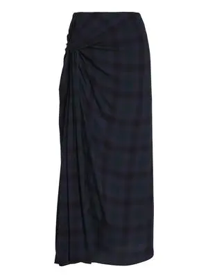 Dries Van Noten Suma Draped Midi Skirt - Plaid
