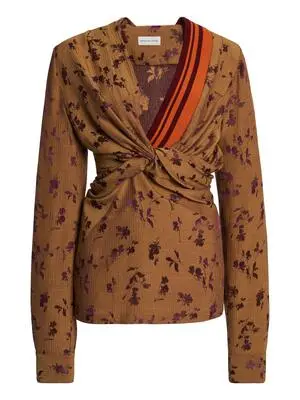 Dries Van Noten Canira Draped Top - Brown