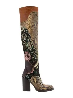 Dries Van Noten Printed Knee High Boots - Multi