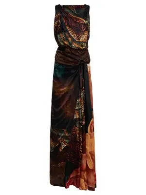 Dries Van Noten Daralyn Draped Silk Maxi Dress - Bronze