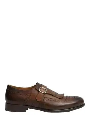DOUCAL'S Kilty Leather Monk Shoes - Brown