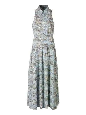 Staud Romy Sleeveless Shirt Dress - Blue