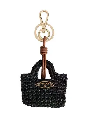 Emilio Pucci Mini Raffia Bag Charm - Black