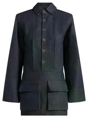 MANIÈRE DE VOIR Laure Shoulder-Pads Denim Mini Dress
