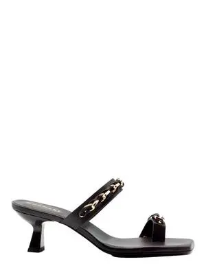 DONNARÌ Chain Strap Square Sandals - Black
