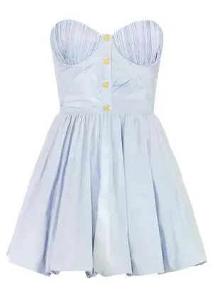 Elisabetta Franchi Striped Balloon Mini Dress - Blue