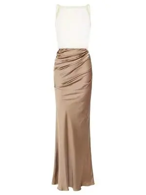 Elisabetta Franchi Ruffled Draped Maxi Dress - Neutrals