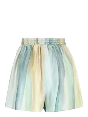 Loro Piana Elastic-waistband Striped Silk Shorts - Blue