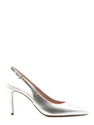 FESTA MILANO Metallic Leather Slingback Pumps - Silver