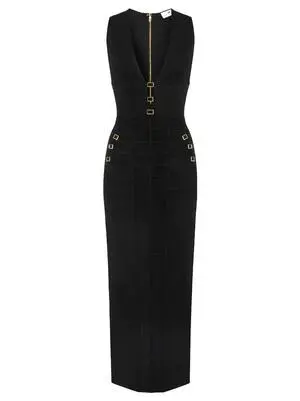 Elisabetta Franchi Ribbed Knit Maxi Dress - Black