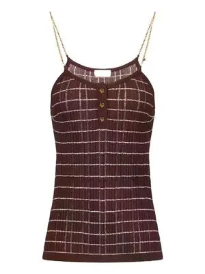 Elisabetta Franchi Metal Chain Striped Knitted Tank Top - Brown