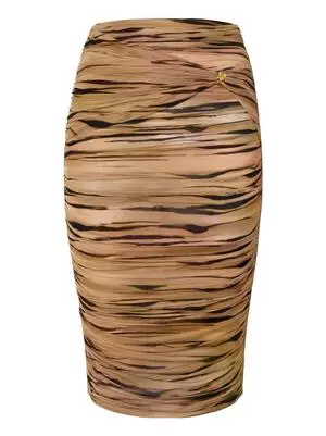 Elisabetta Franchi Tiger-print Jewel Midi Skirt - Neutrals