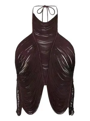 Elisabetta Franchi Halterneck Fringed Top - Brown