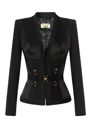 Elisabetta Franchi Bustier V-Neck Jacket Black
