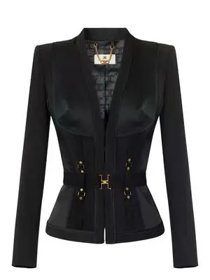 Elisabetta Franchi Lightweight Crêpe And Satin Bustier Jacket - Black