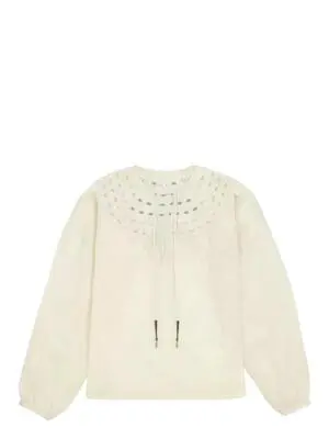 FORTELA Embroidered Linen Blouse - Neutrals