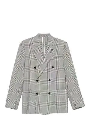 LARDINI Double-breasted Checked Blazer - Brown