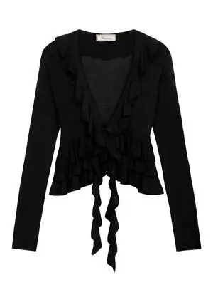 Blumarine Ruffled Cardigan - Black