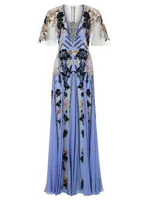 TEMPERLEY LONDON Gilded Embellished Gown - Blue