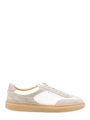 BOSS Lace-up Trainers With Suede Trims - Grey