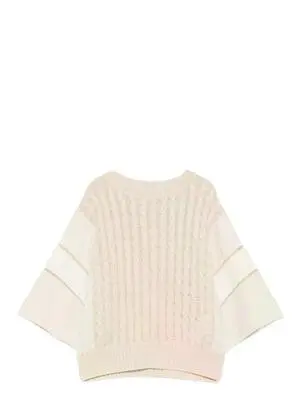 Max Mara Cable-knit Panelled Sweater - Neutrals