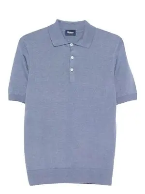 DRUMOHR Linen Polo Shirt - Blue