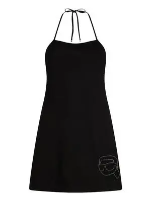 Karl Lagerfeld Ikon Rhinestone Beach Dress - Black