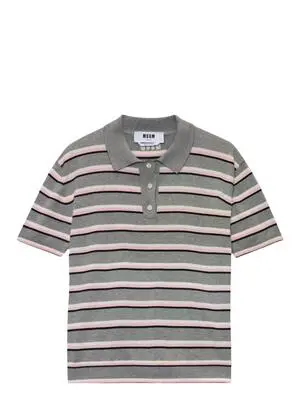 MSGM Striped Polo Shirt - Grey