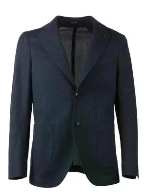 BRERA Single-breasted Cotton Jacket - Blue