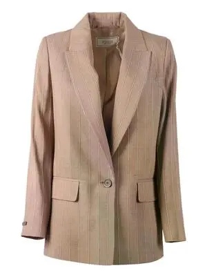 Peserico Striped Single-Breasted Blazer Neutrals