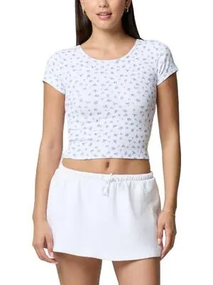 FLORENCE BY MILLS Ditsy Floral Crop Baby T-shirt - Petit Jardin White/blue