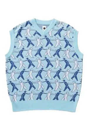VOWELS Jacquard Knit Vest - Blue