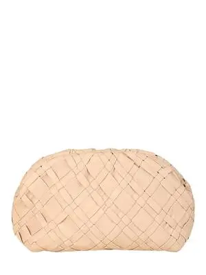 Rafe New York Aya Woven Leather Frame Clutch - Buff