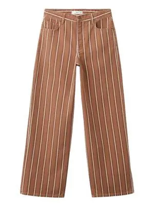 Mango Striped Straight Leg Jeans - Medium Brown