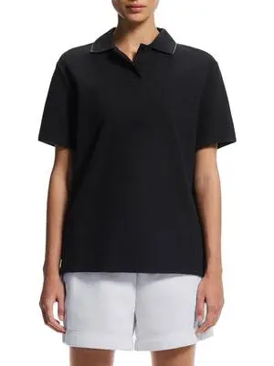 On Courtside Tipped Piqué Polo - Black/eclipse