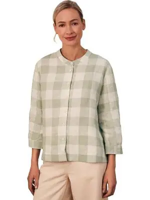 CELTIC & CO. Linen Swing Blouse - Mineral Check
