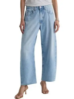 Ag Hattie Raw Hem High Waist Crop Barrel Jeans Gesture