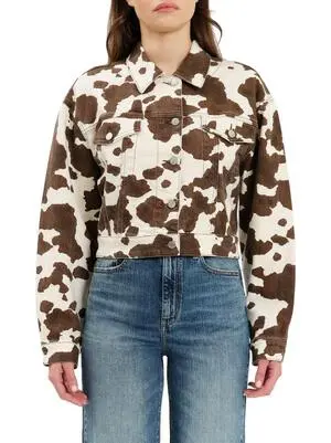 DAZE Del Mar Cropped Denim Jacket - Spotted