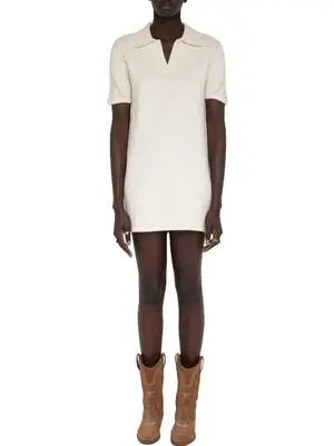 Zadig&Voltaire Cotton And Wool Jacquard Polo Sweater Dress - Vanille