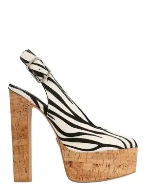 NAKED WOLFE Slingback Platform Heels - Zebra