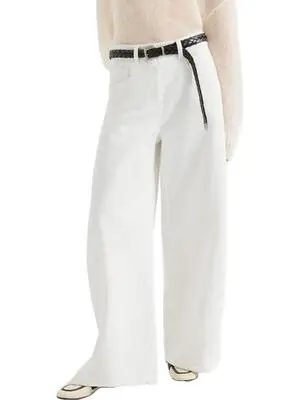 Brunello Cucinelli Wide Leg Denim Trousers - White