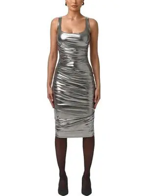 Naked Wardrobe Metallic Midi Dress - Gunmetal