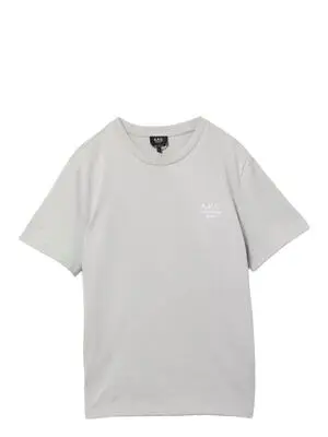 A.p.c. Logo-embroidered Round Neck T-shirt - Grey