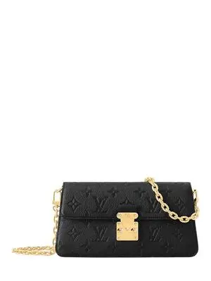 LOUIS VUITTON Wallet On Chain Metis 'black Monogram Embossed Empreinte Cowhide Leather'