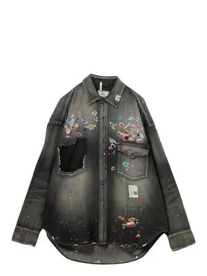 Mihara Yasuhiro Faded Graphic-print Shirt - Grey